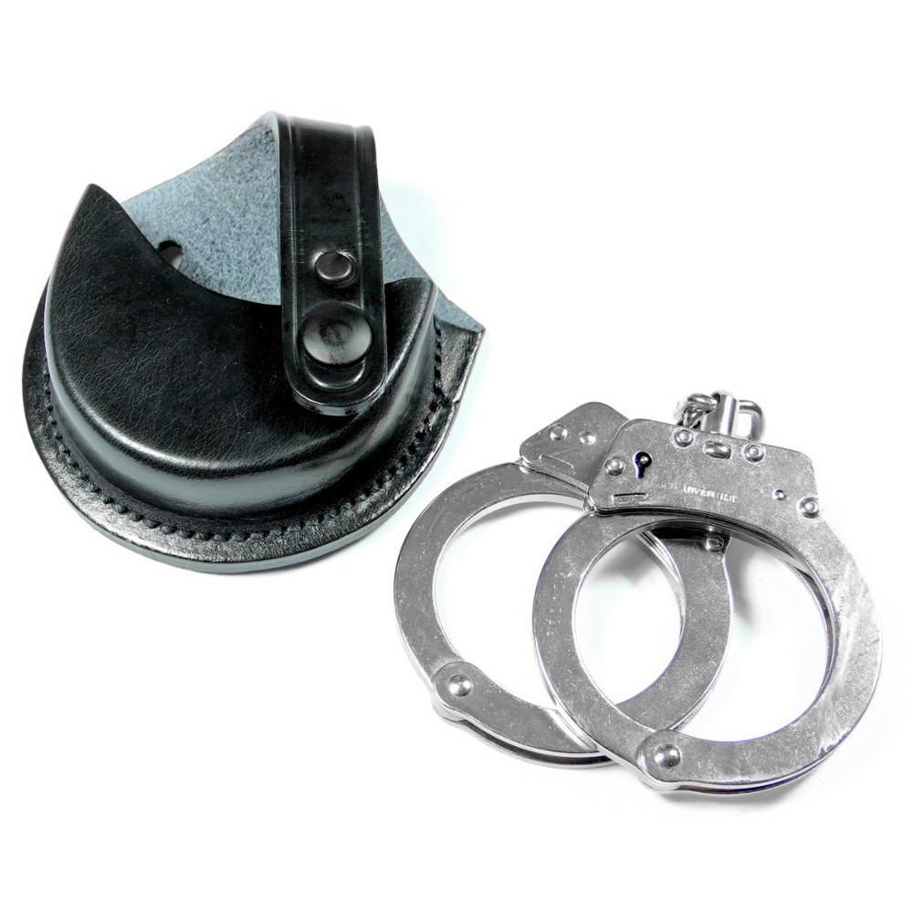 Open Top Leather Handcuff Pouch - Police Supplies