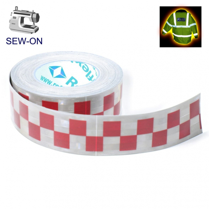 50mm Red/Silver Reflective Tape - Police Supplies