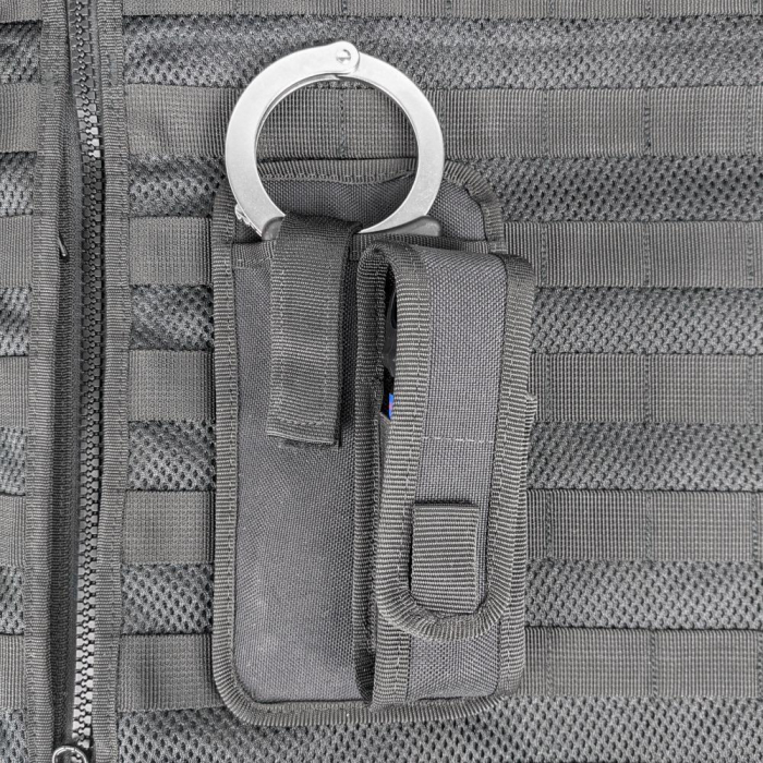 Protec Black Molle Rigid Handcuff and CS Pouch - Police Supplies