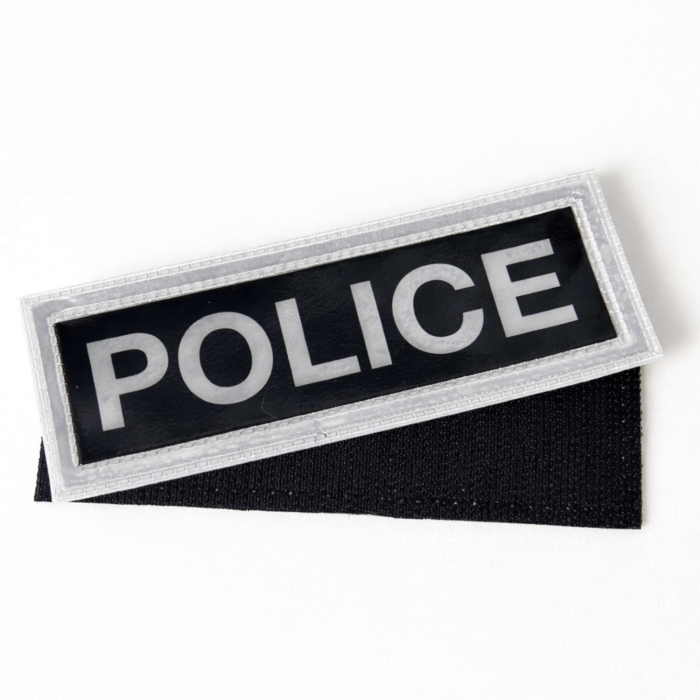 Small Reflective Black Velcro Police Badge - Police Supplies