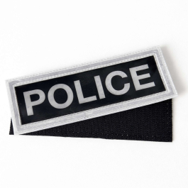 Small Reflective Black Velcro Police Badge - Police Supplies