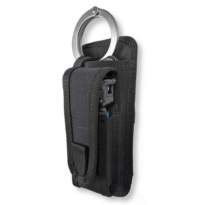 Protec Black Molle Rigid Handcuff and CS Pouch - Police Supplies