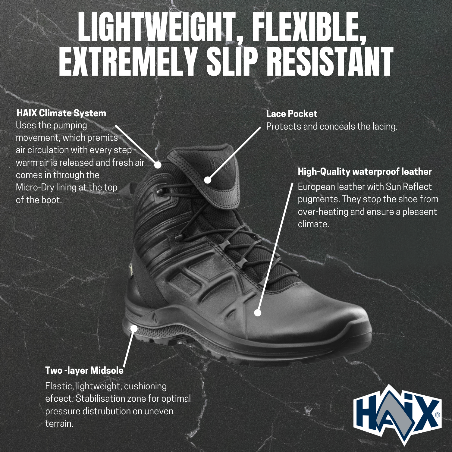 HAIX Black Eagle Tactical 2.0 GTX Mid Black - Police Supplies
